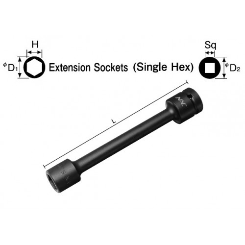 3/8" Extension Socket (Single Hex)