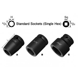 1" Standard Socket (Single Hex)