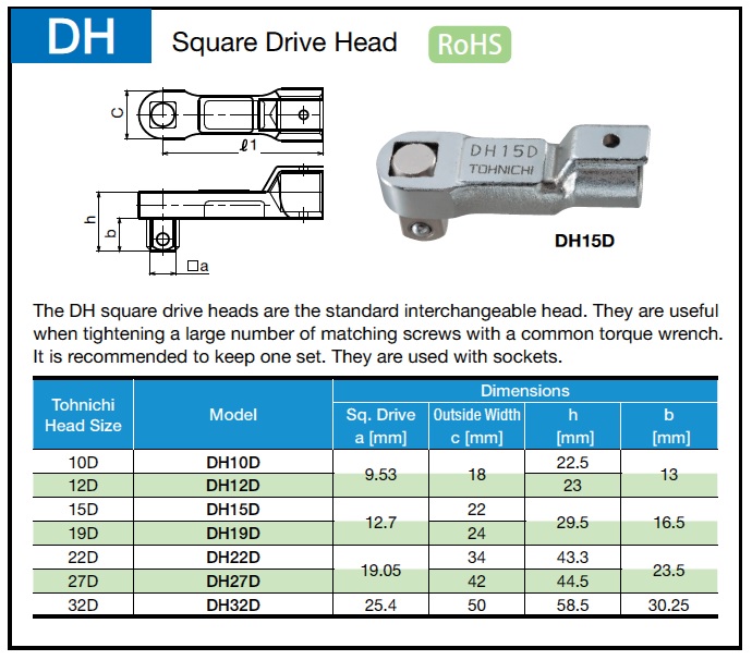 DH Square Drive Head